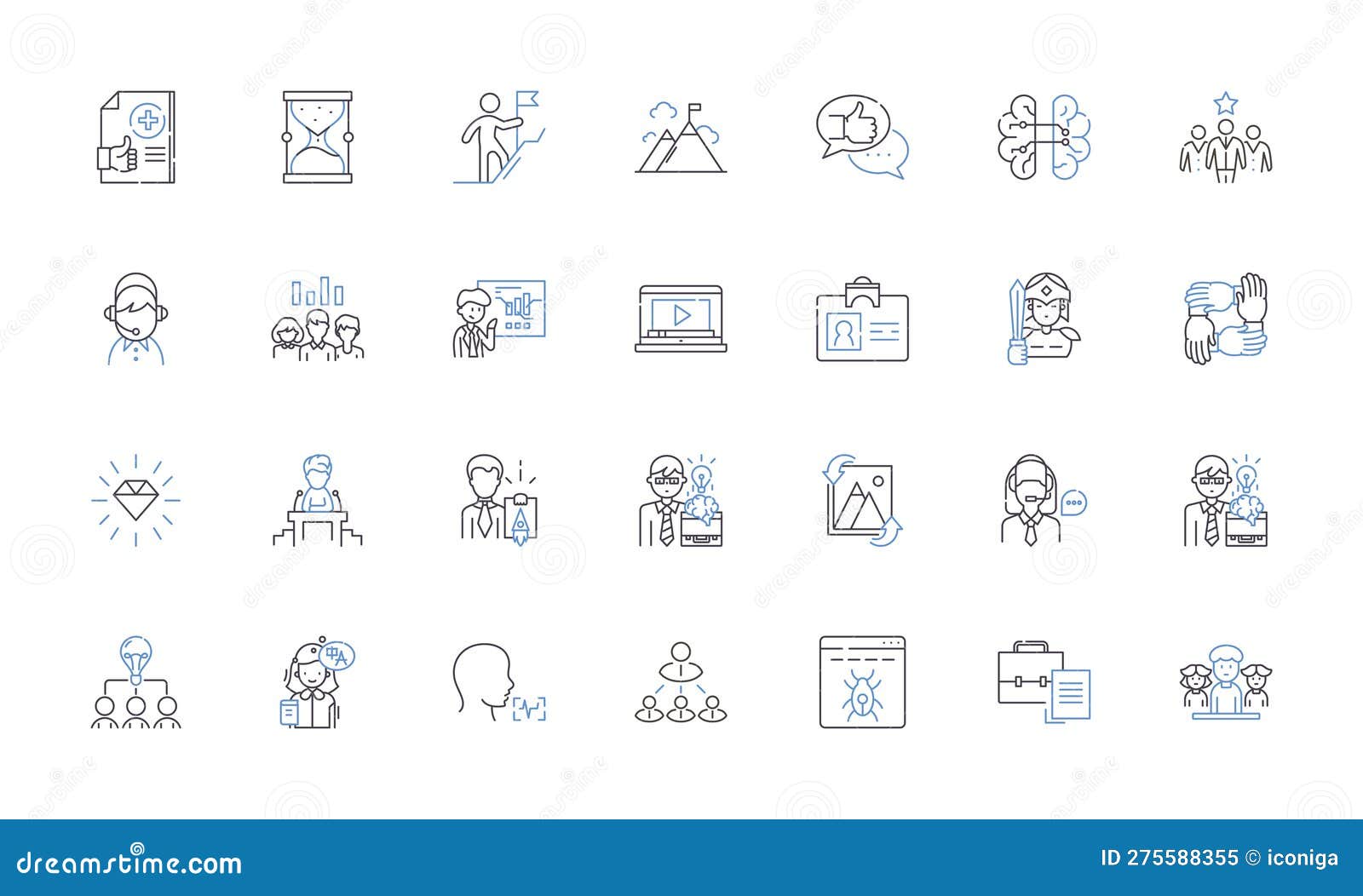 Workforce Optimization Line Icons Collection Efficiency Productivity