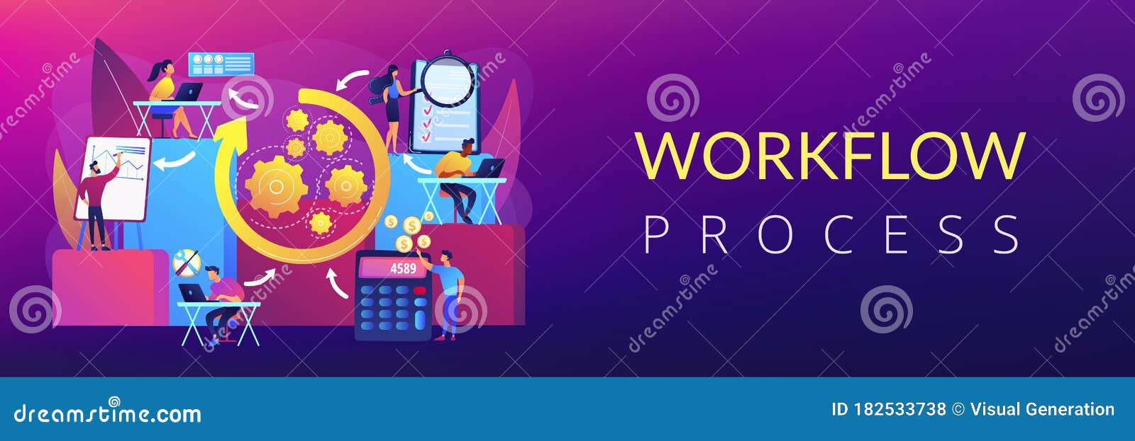Workflow Processes Concept Banner Header. Stock Vector - Illustration ...
