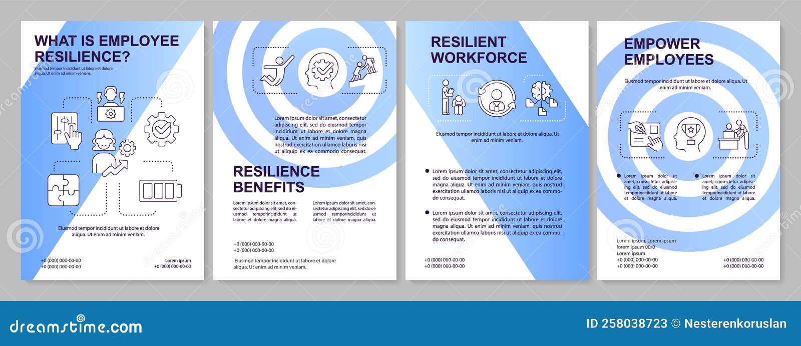 Workforce Resilience Blue Gradient Brochure Template Stock Vector ...