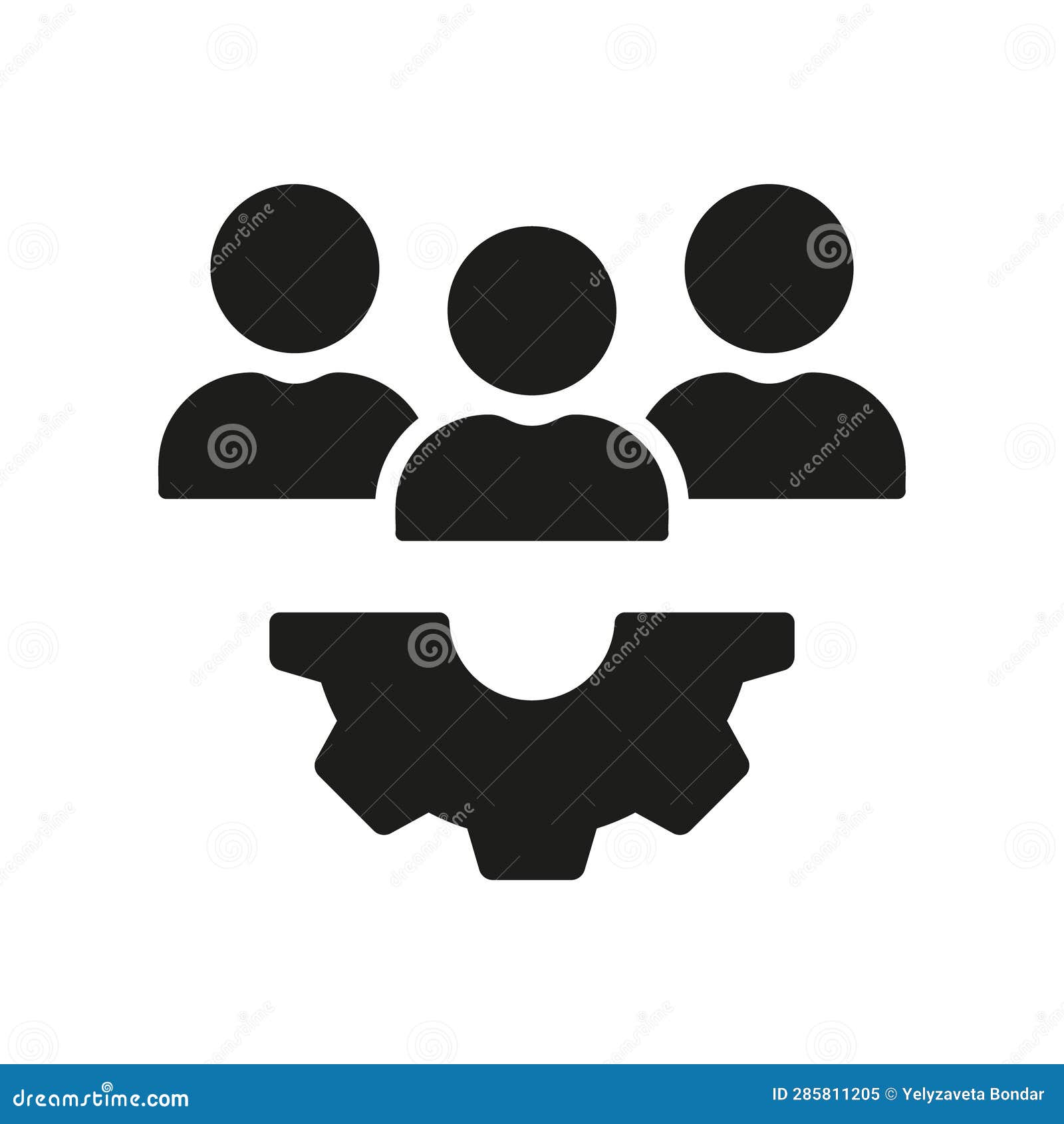 Workforce Silhouette Icon. People with Gear, Team Work Glyph Pictogram ...
