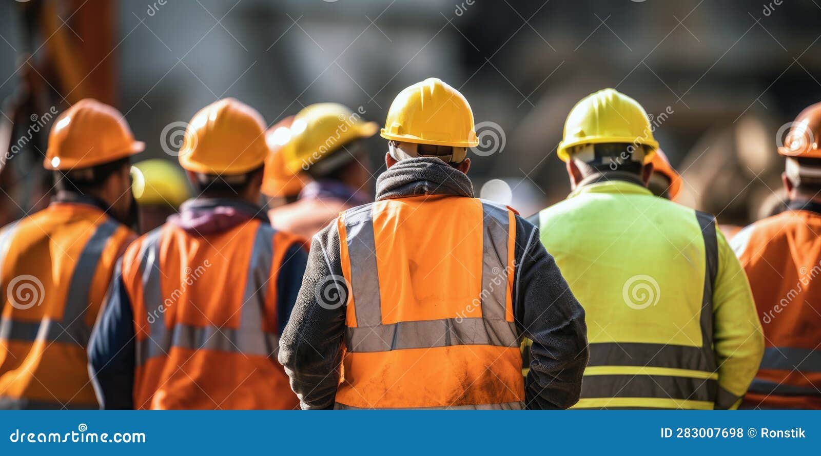 Workforce. Workers with Helmets and Safety Vests Ready To Work at ...