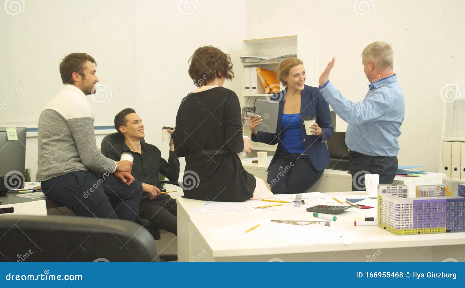 Workgroup Have a Break Time, they are Talking and Laughing Stock Photo ...