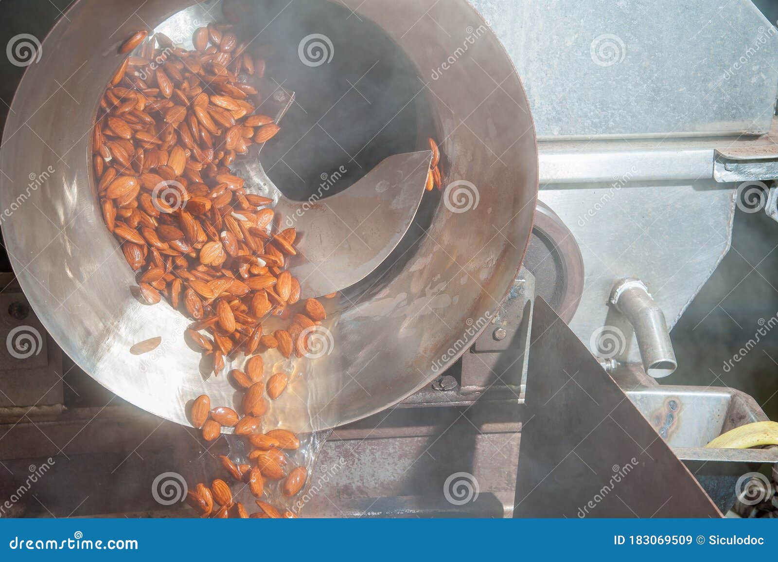 The working of almonds stock image. Image of industry - 183069509
