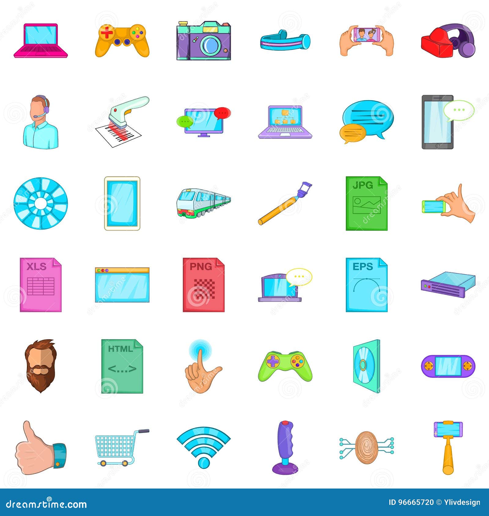 Working App Icons Set, Cartoon Style Stock Vector - Illustration of ...