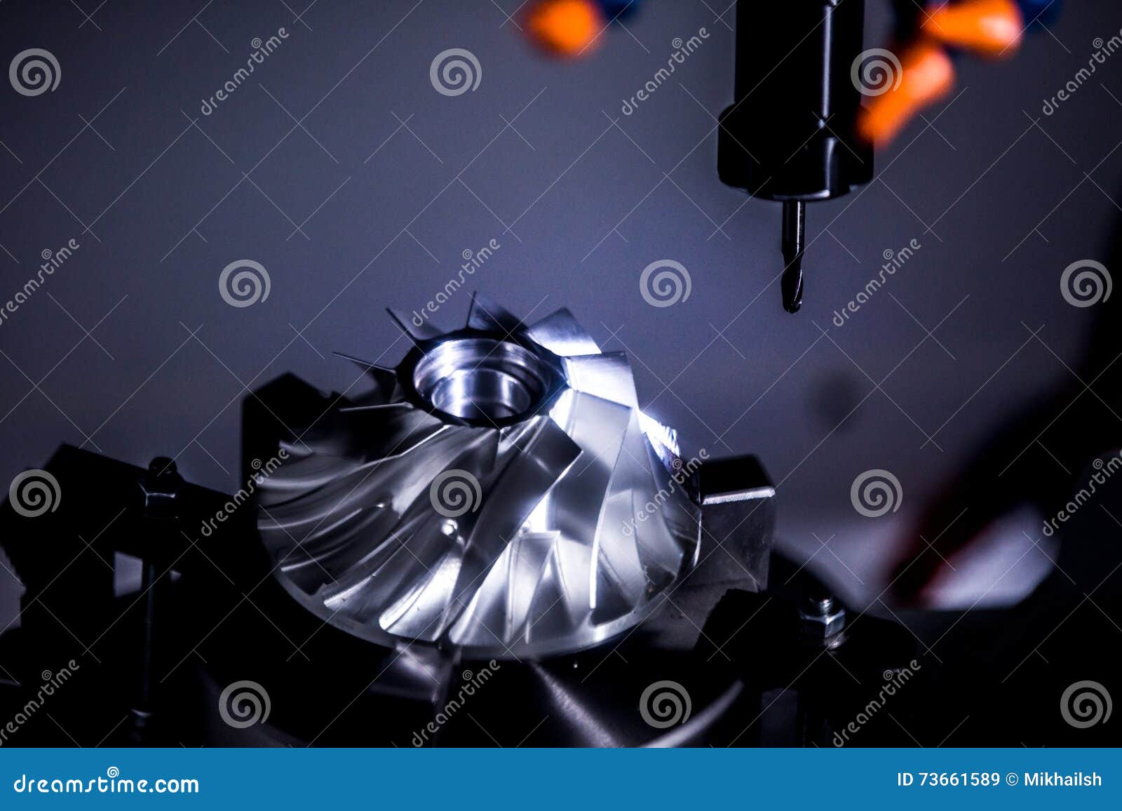 Working Area of CNC Milling Machine with Aluminum Turbine Will Stock ...