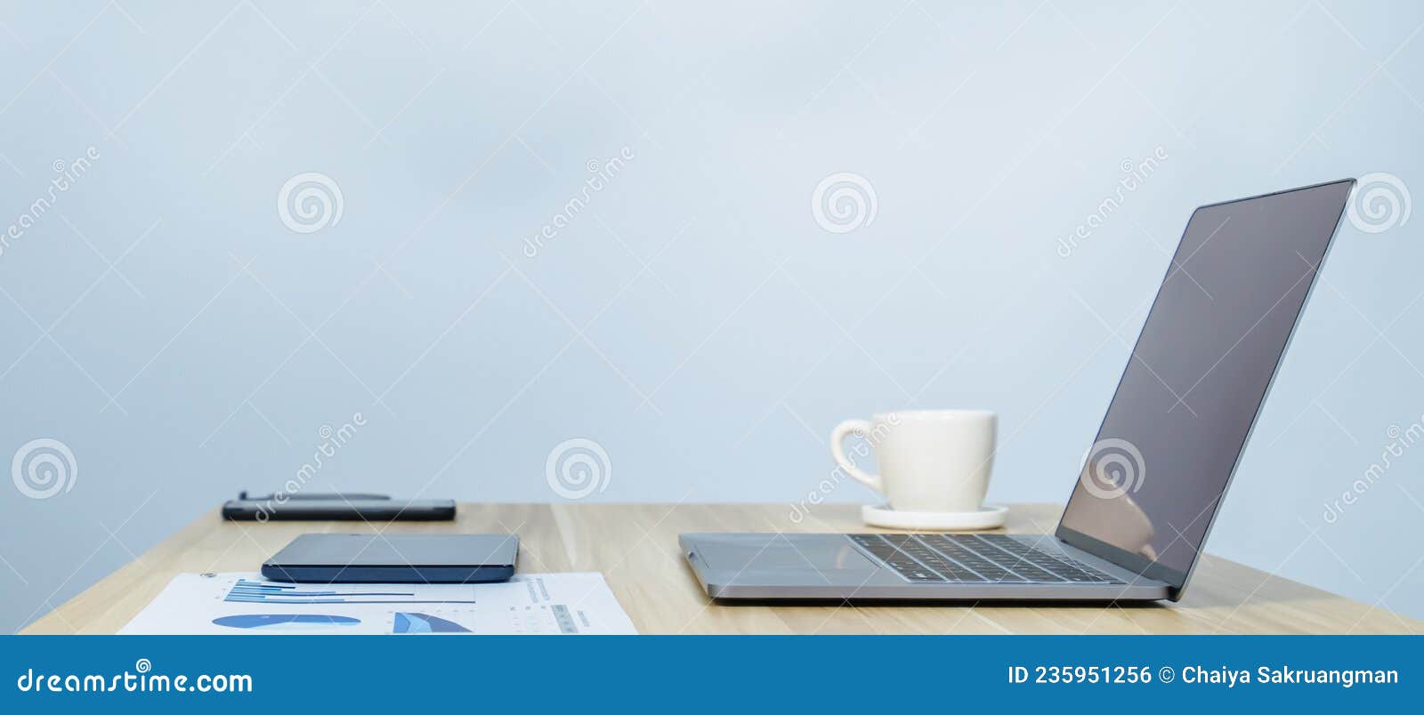 Working Area on Desk with Laptop, Tablet, Document, and Copy Space ...