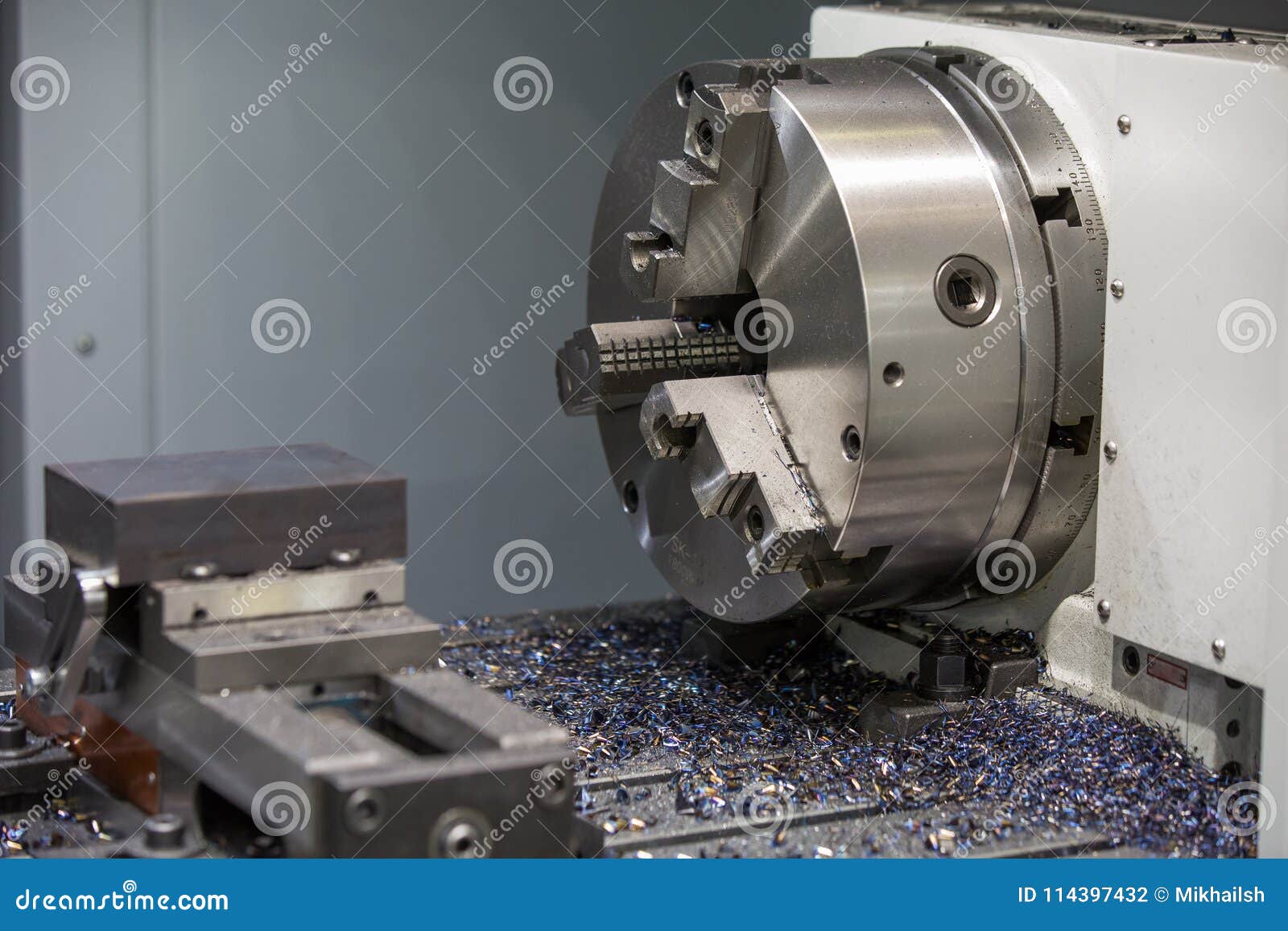Working Area of Lathe with Chuck Stock Photo - Image of closeup ...