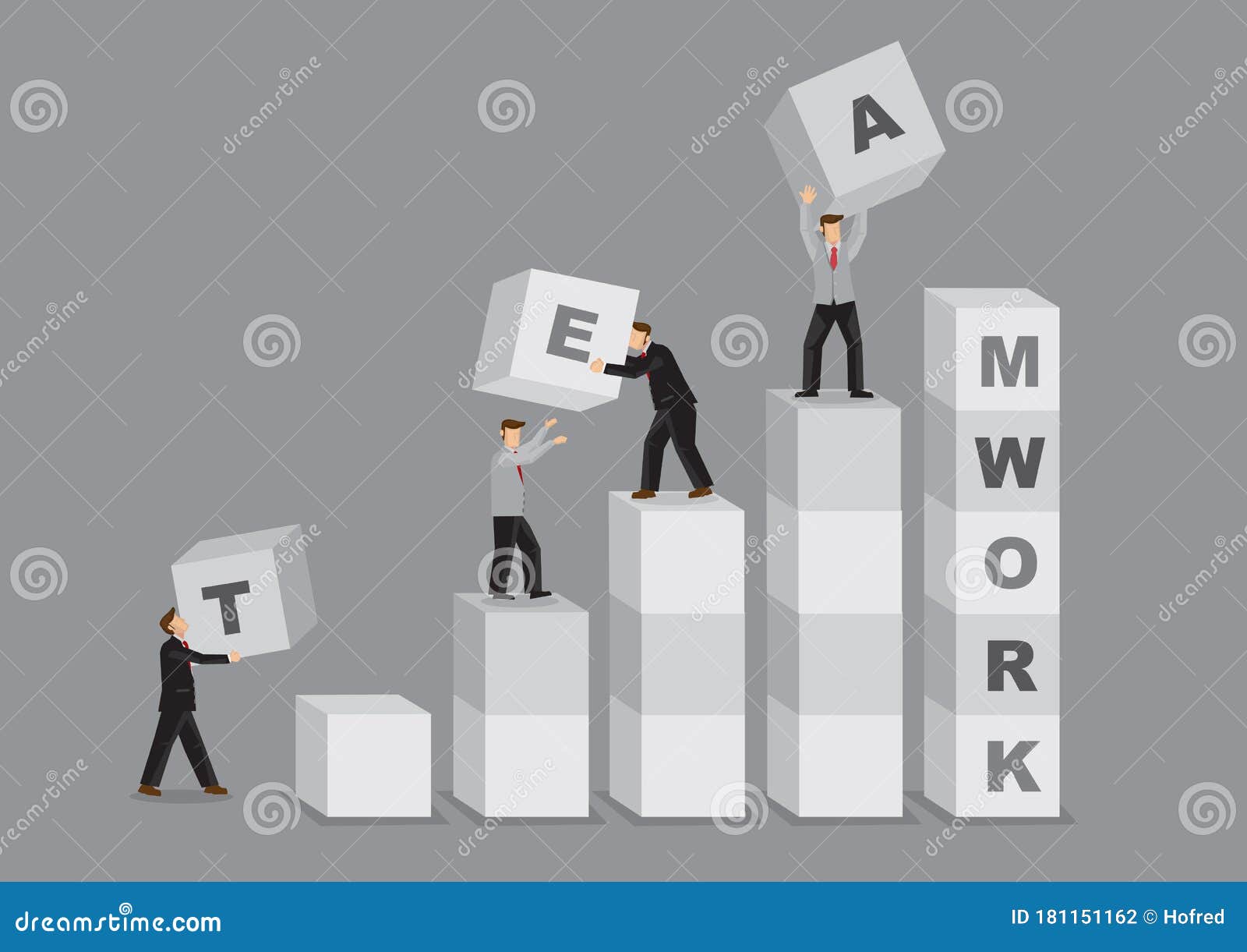 Working As a Team for Building Teamwork Cartoon Vector Illustration ...