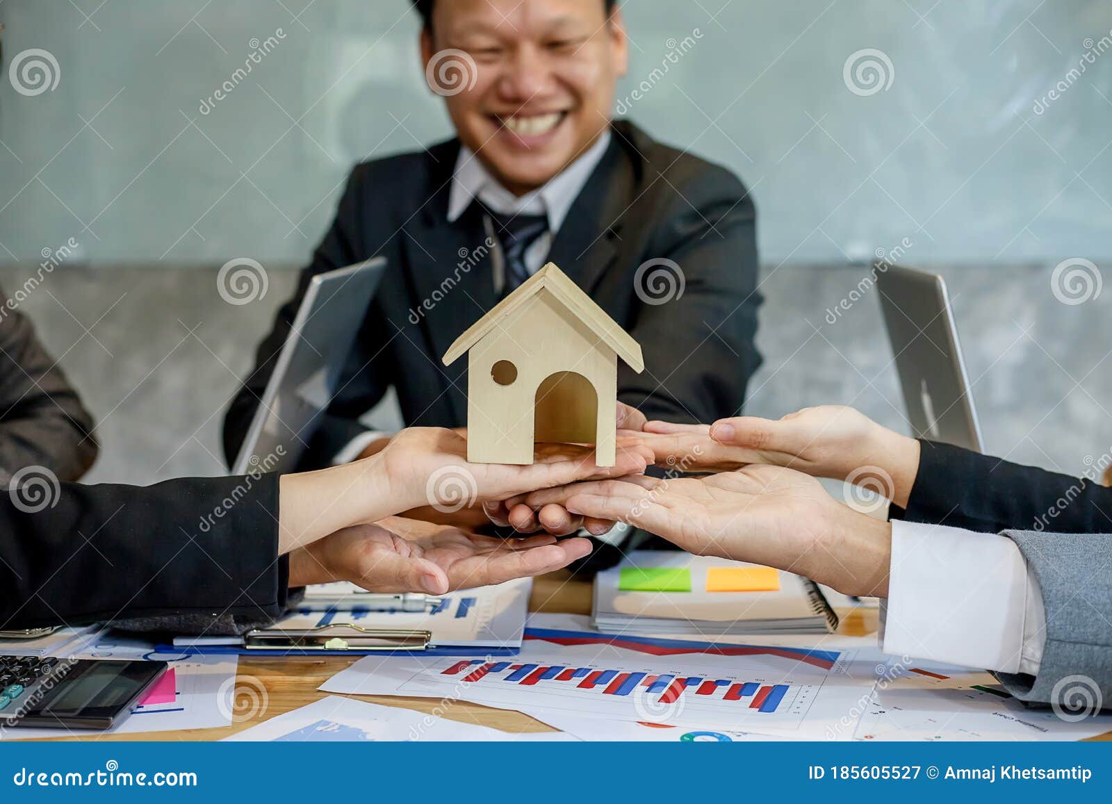 Working As a Teamwork of Real Estate Businesses Stock Image - Image of ...