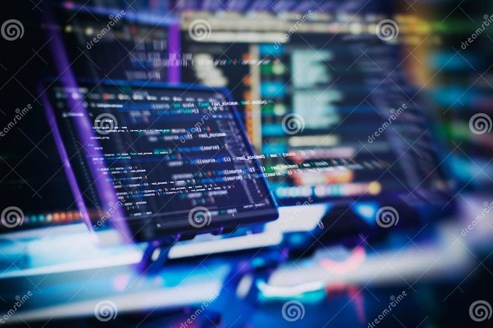 Working Atmosphere of a Programmer at Home, Background. Programming ...