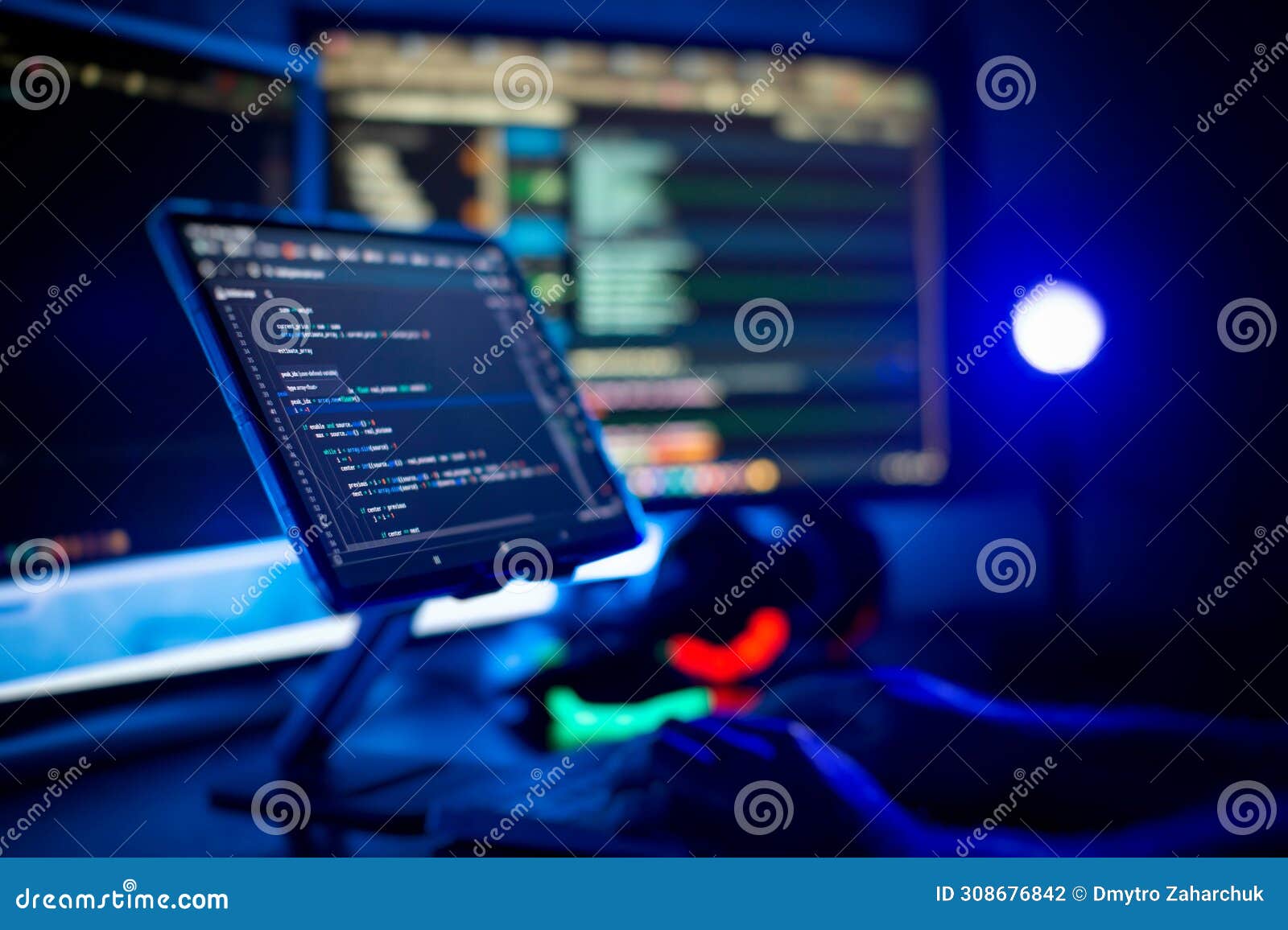 Working Atmosphere of a Programmer at Home, Background. Programming Code Abstract Screen Stock ...