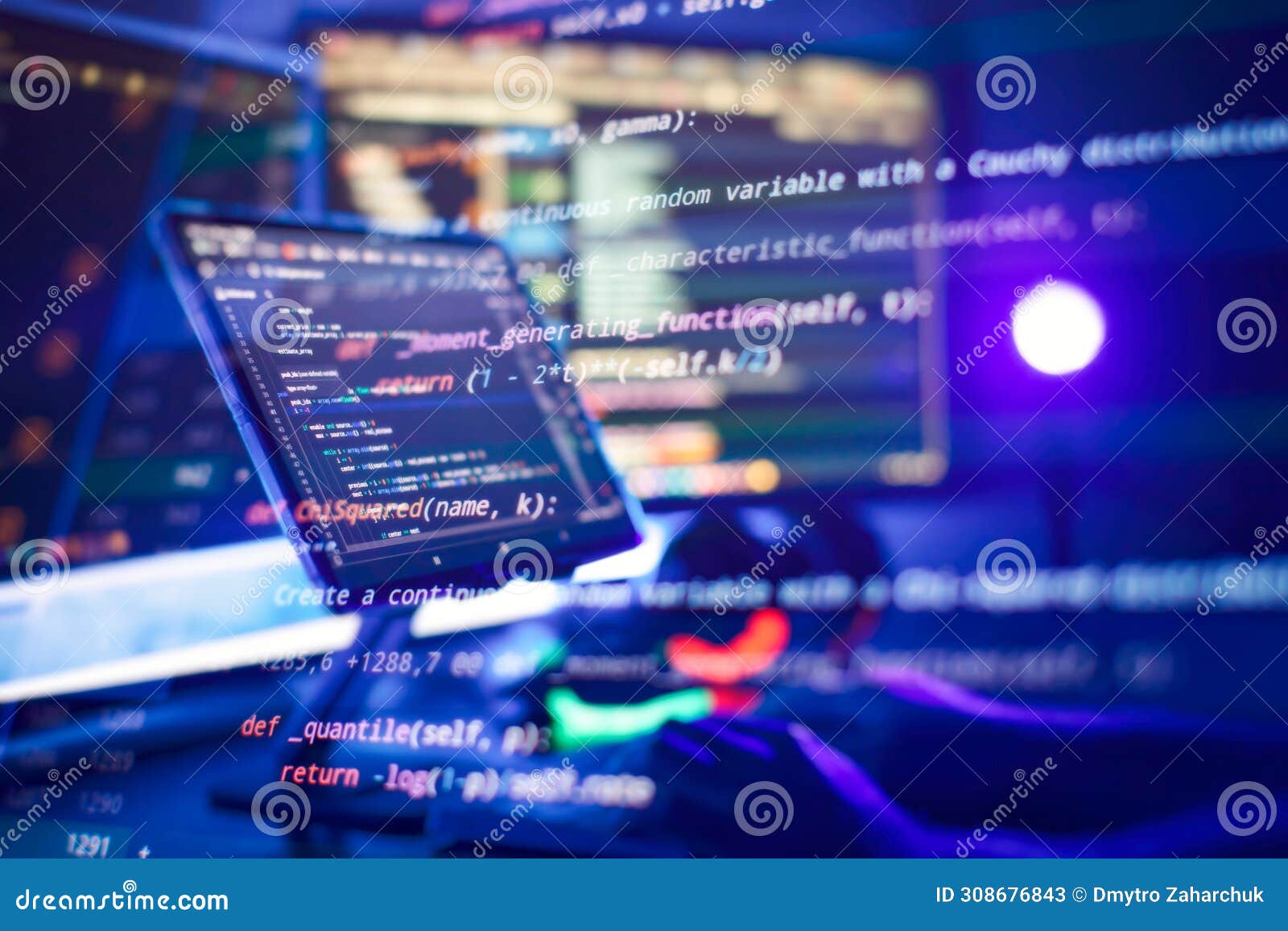 Working Atmosphere of a Programmer at Home, Background. Programming Code Abstract Screen Stock ...