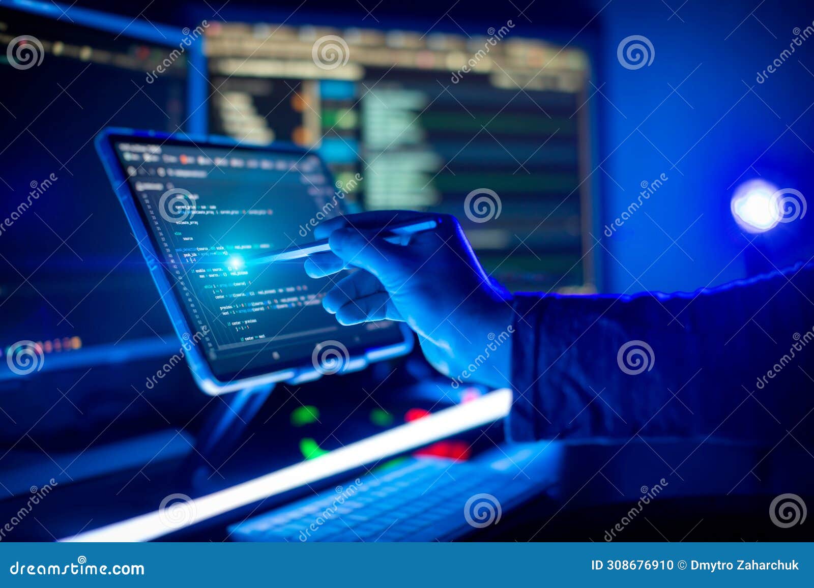 Working Atmosphere Of A Programmer At Home Background Programming Code Abstract Screen Stock