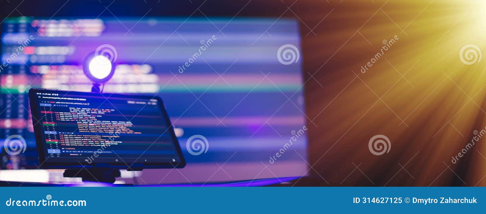 Working Atmosphere Of A Programmer At Home Background Programming Code Abstract Screen Stock