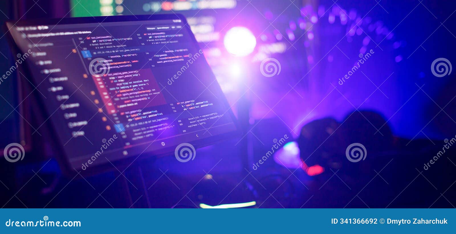 Working Atmosphere of a Programmer at Home, Background. Programming Code Abstract Screen Stock ...