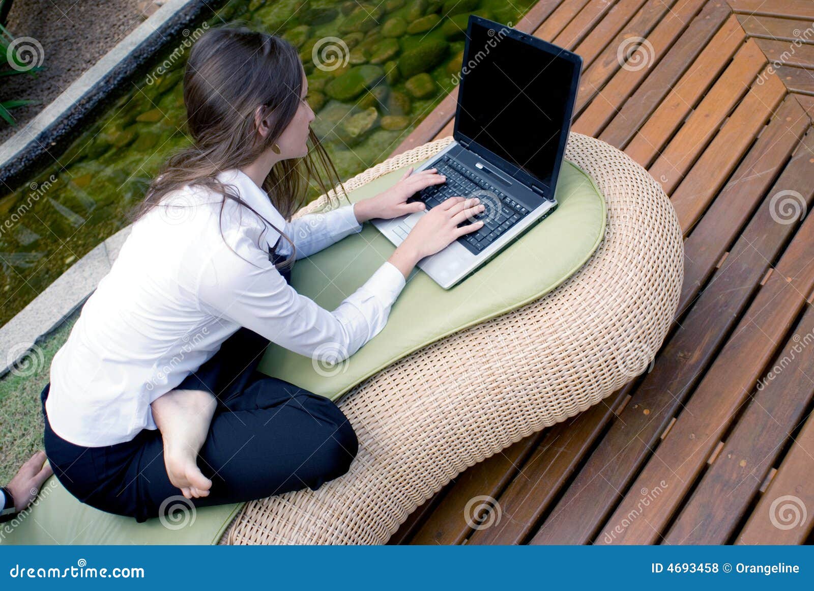 Working Away stock photo. Image of laptop, beautiful, female - 4693458