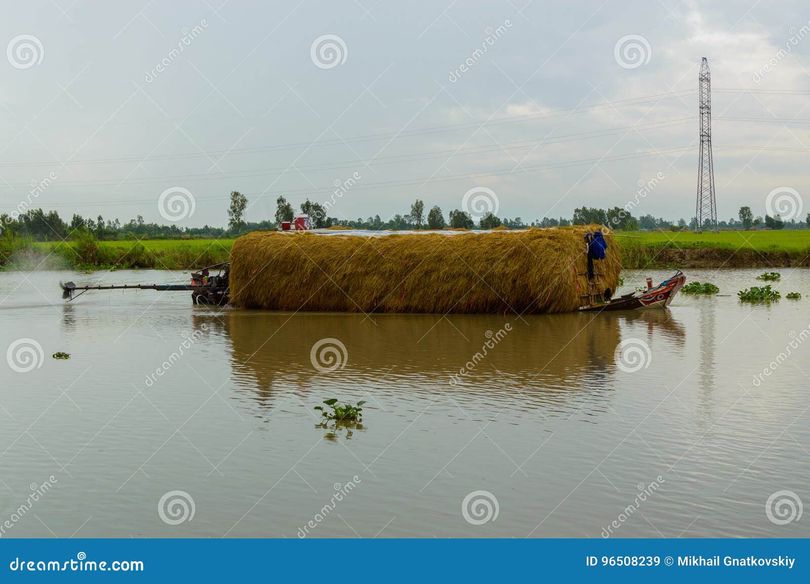 Working barge with hay stock image. Image of lampshade - 96508239