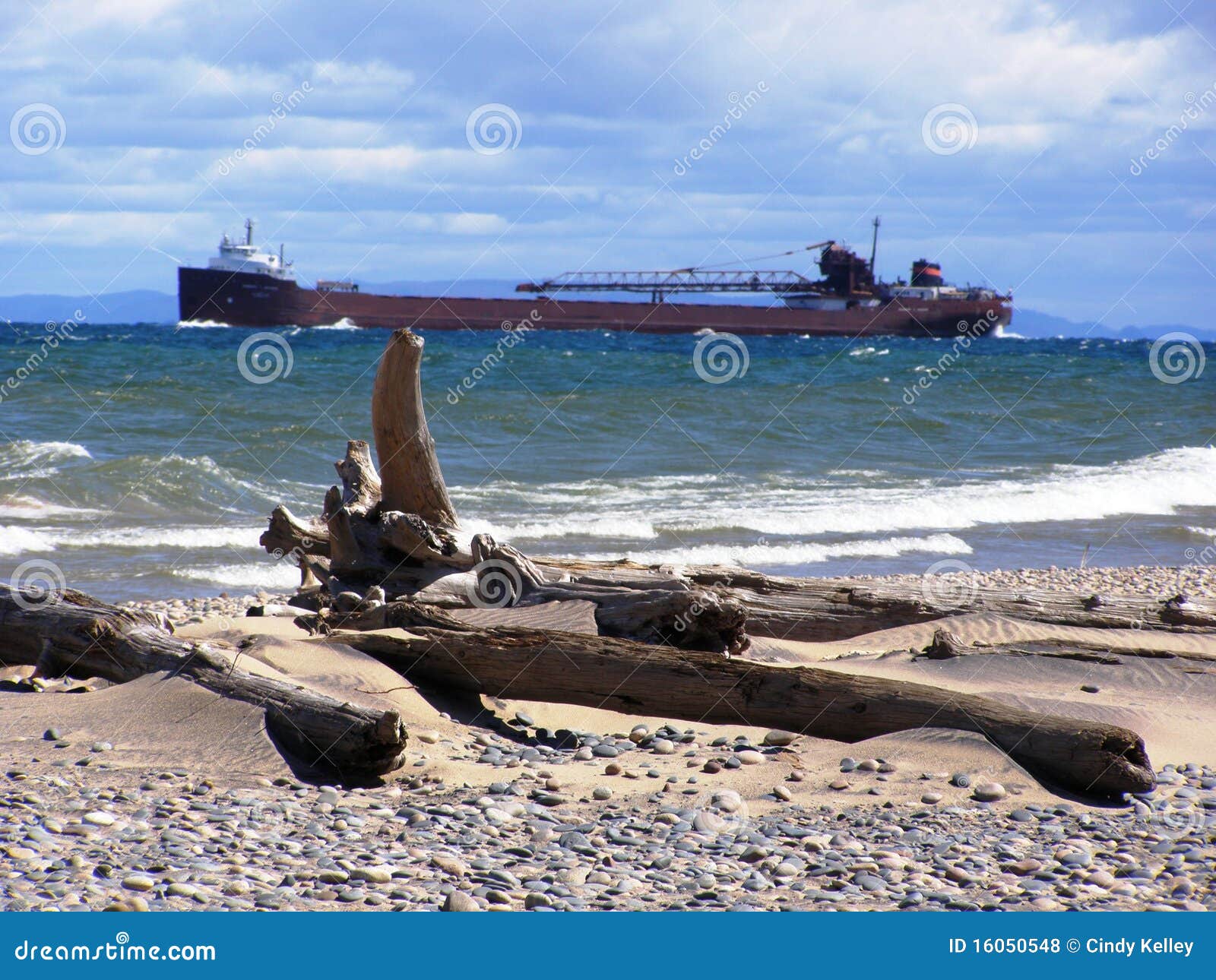 Working Barge on Lake Superior Stock Photo - Image of wind, whitewater ...