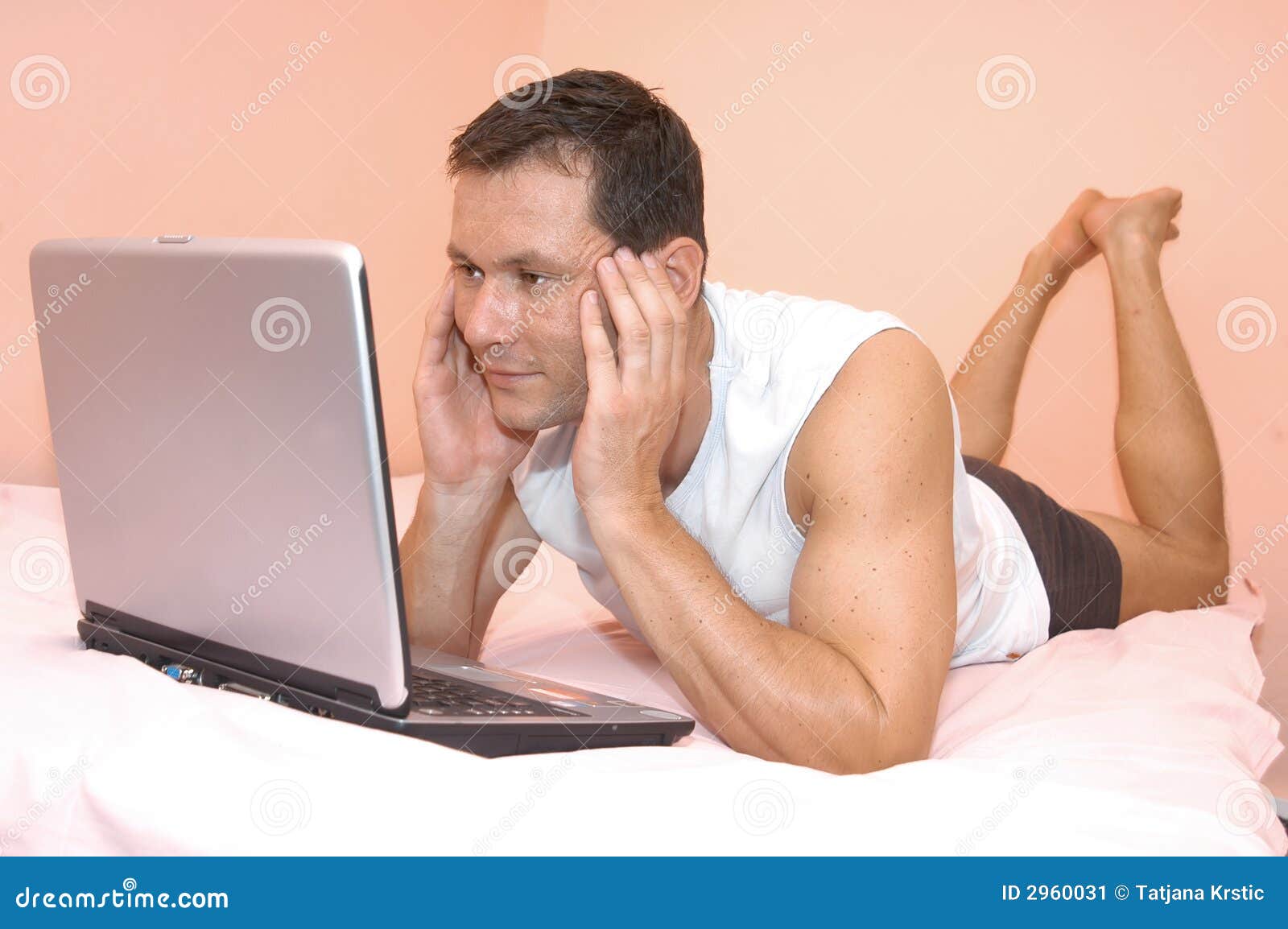 Working in bed stock image. Image of studying, boys, happiness - 2960031