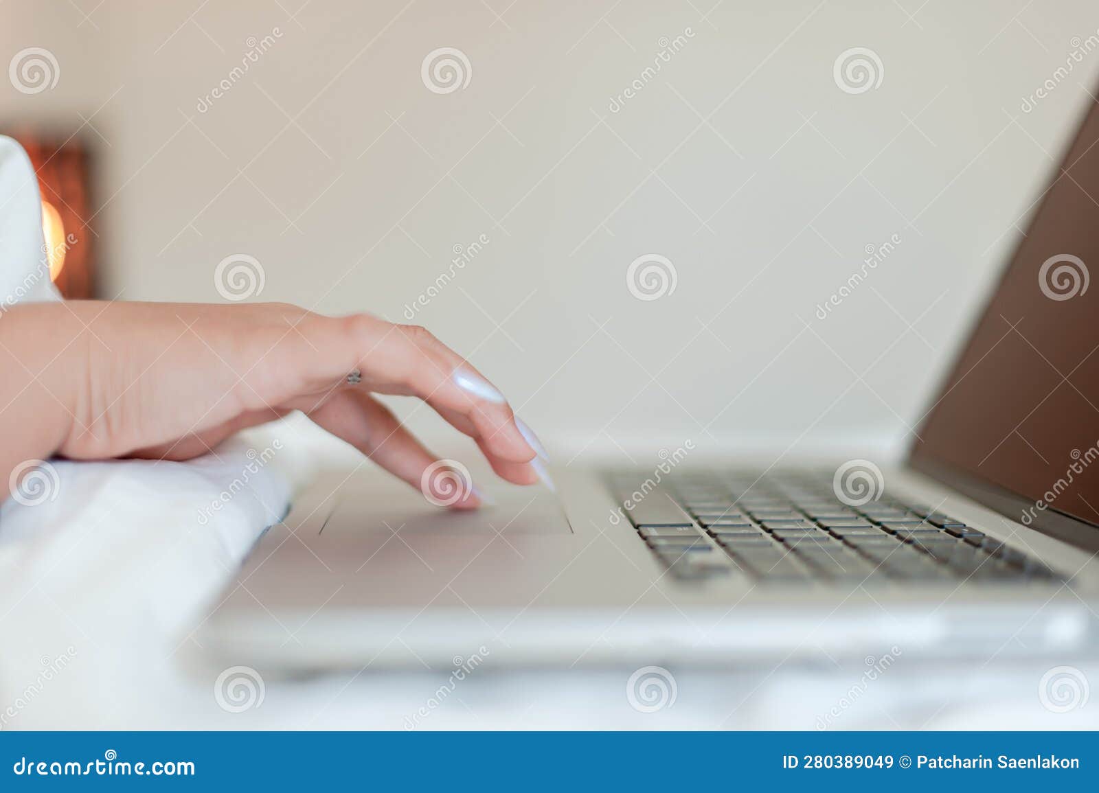 Working in Bed in the Morning with Laptop Submitting Work Online Talk ...