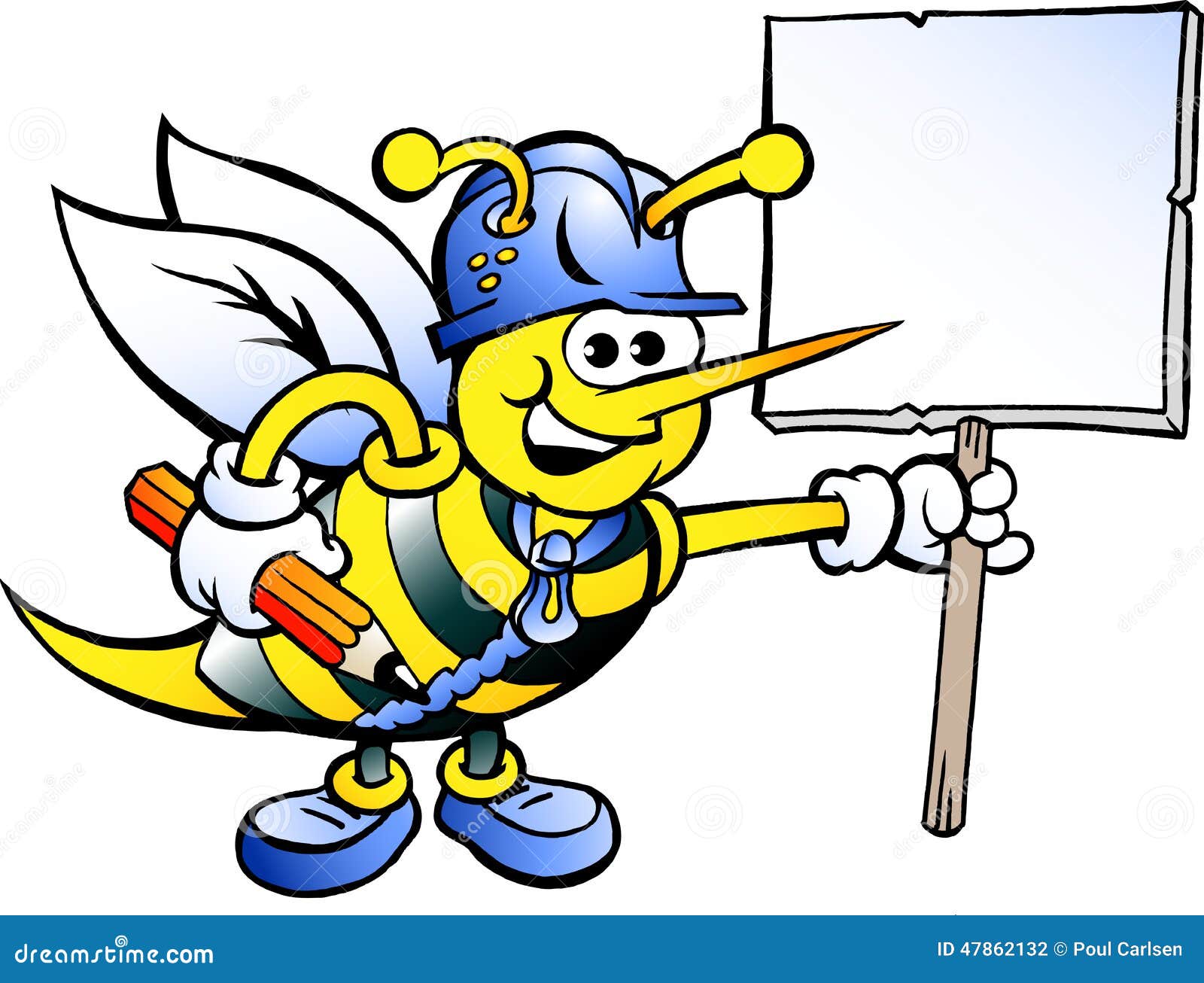 Working Bee Holding a Sign stock vector. Illustration of mascot - 47862132