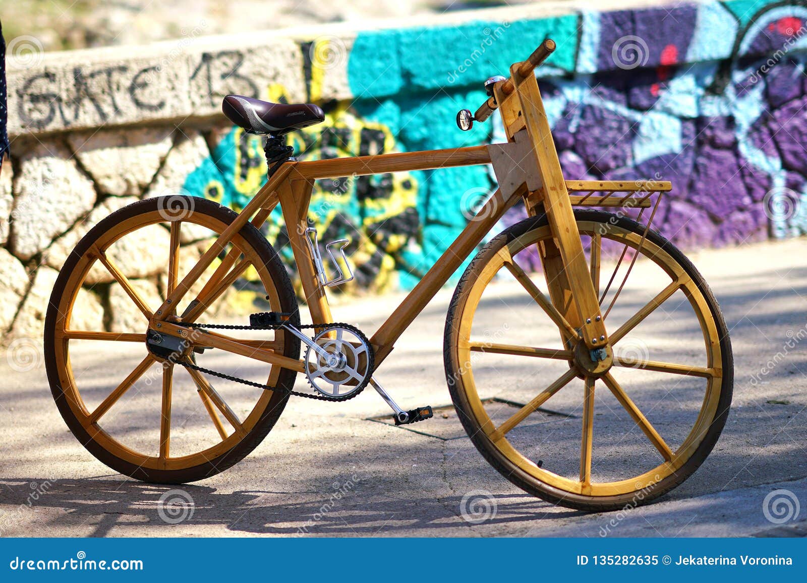 Working Bicycle Made with Wood Stock Image - Image of circuit, model ...