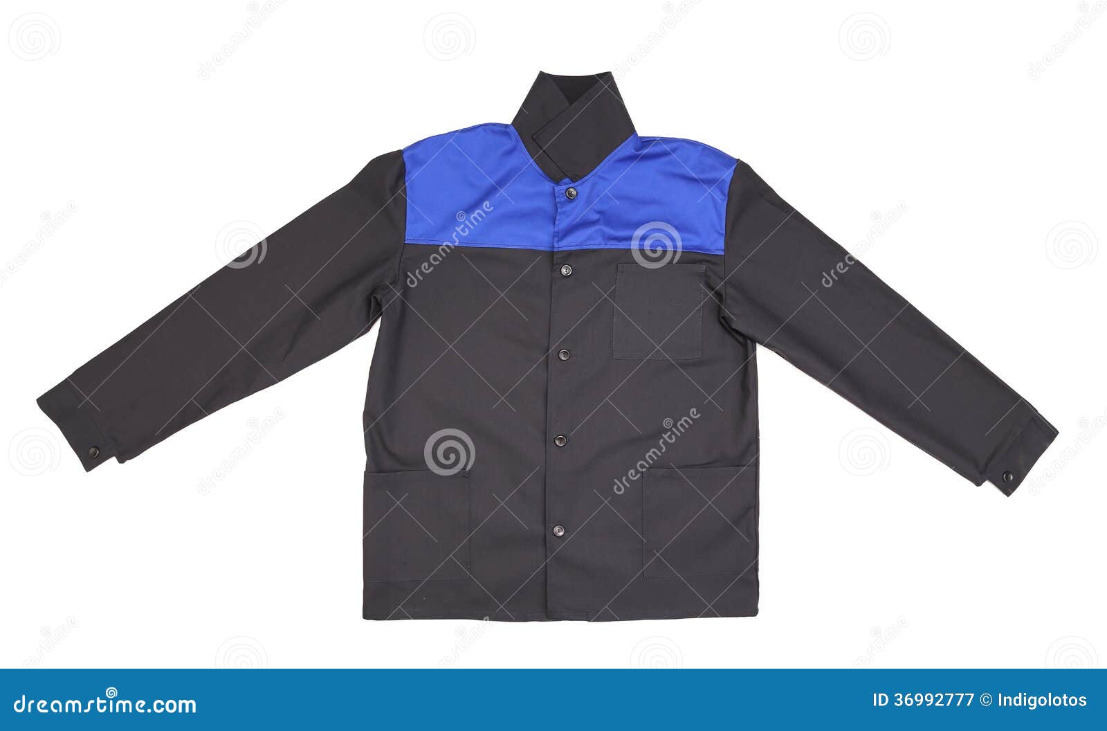 Working Black and Blue Jacket. Stock Image - Image of clothing, front ...