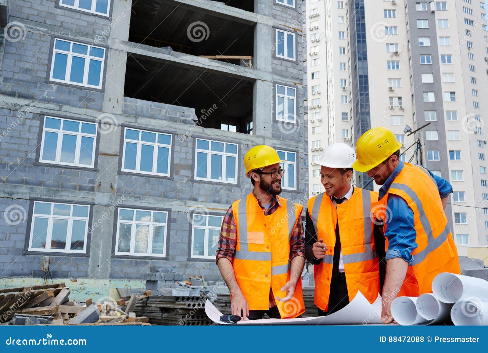 Working with blueprint stock photo. Image of constructionsite - 88472088