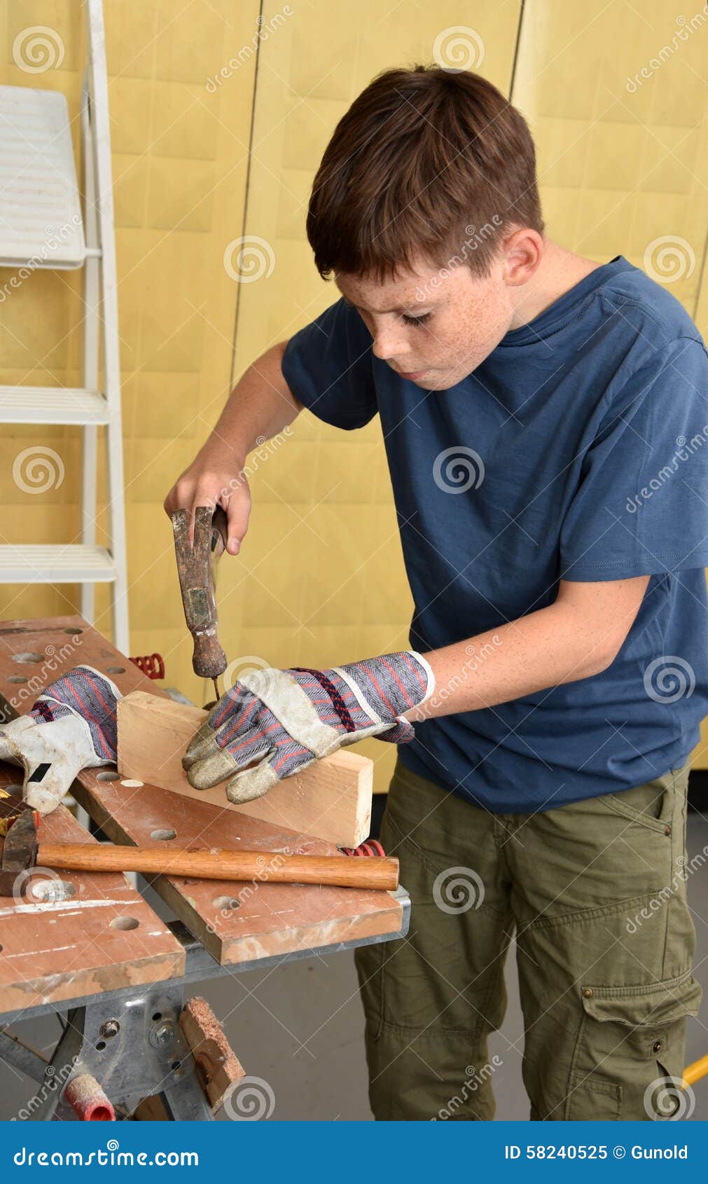 Working boy stock image. Image of instrument, pincers - 58240525