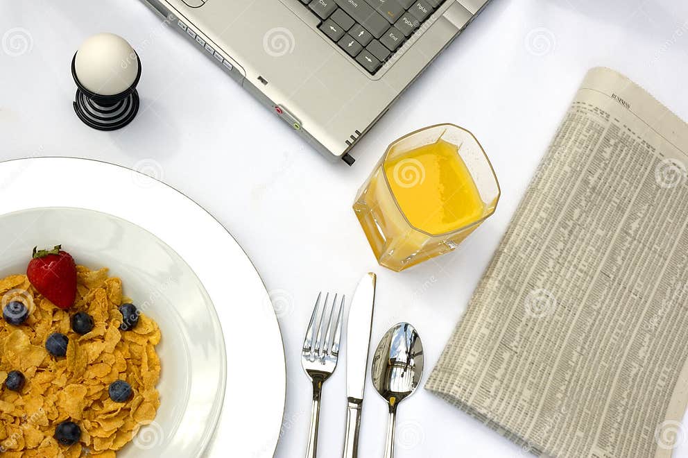 Working Breakfast stock photo. Image of eating, laptop - 172626