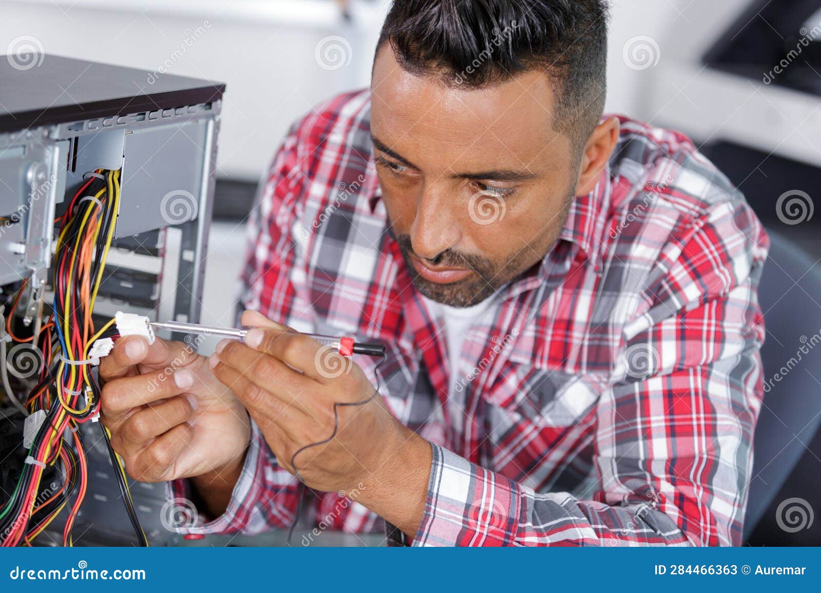 Working on broken pc stock image. Image of support, technical - 284466363