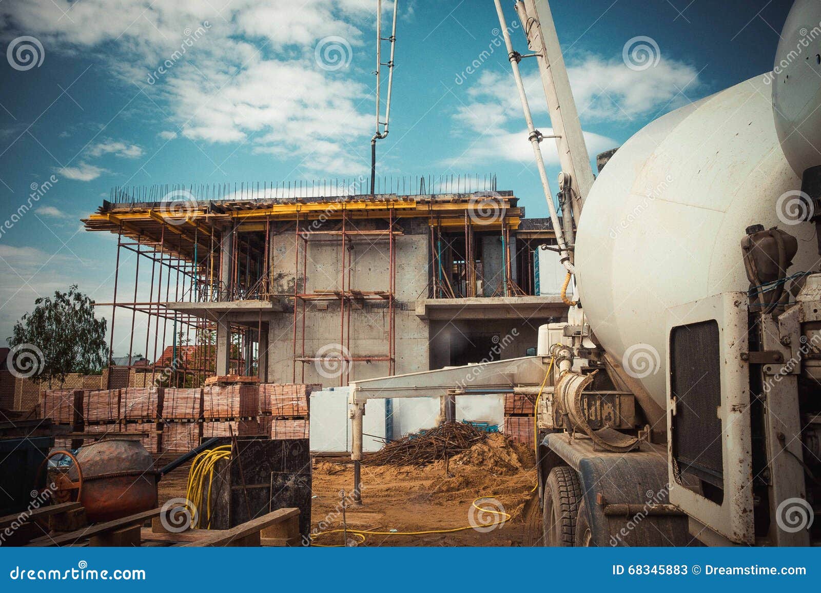 Working and Building on New House Project Stock Image - Image of ...