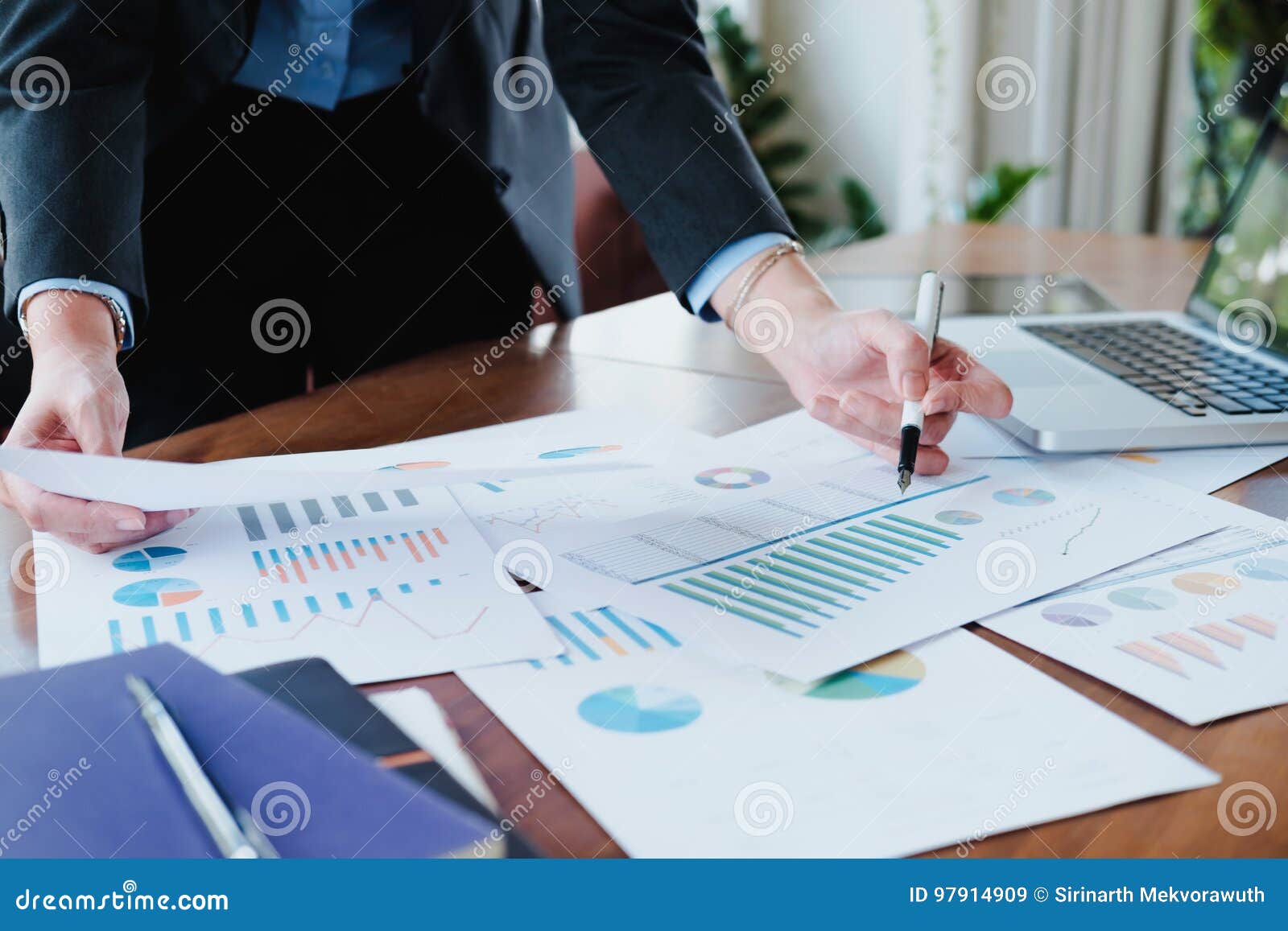 Working Business People Analyse High Performance Marketing Data. Stock ...