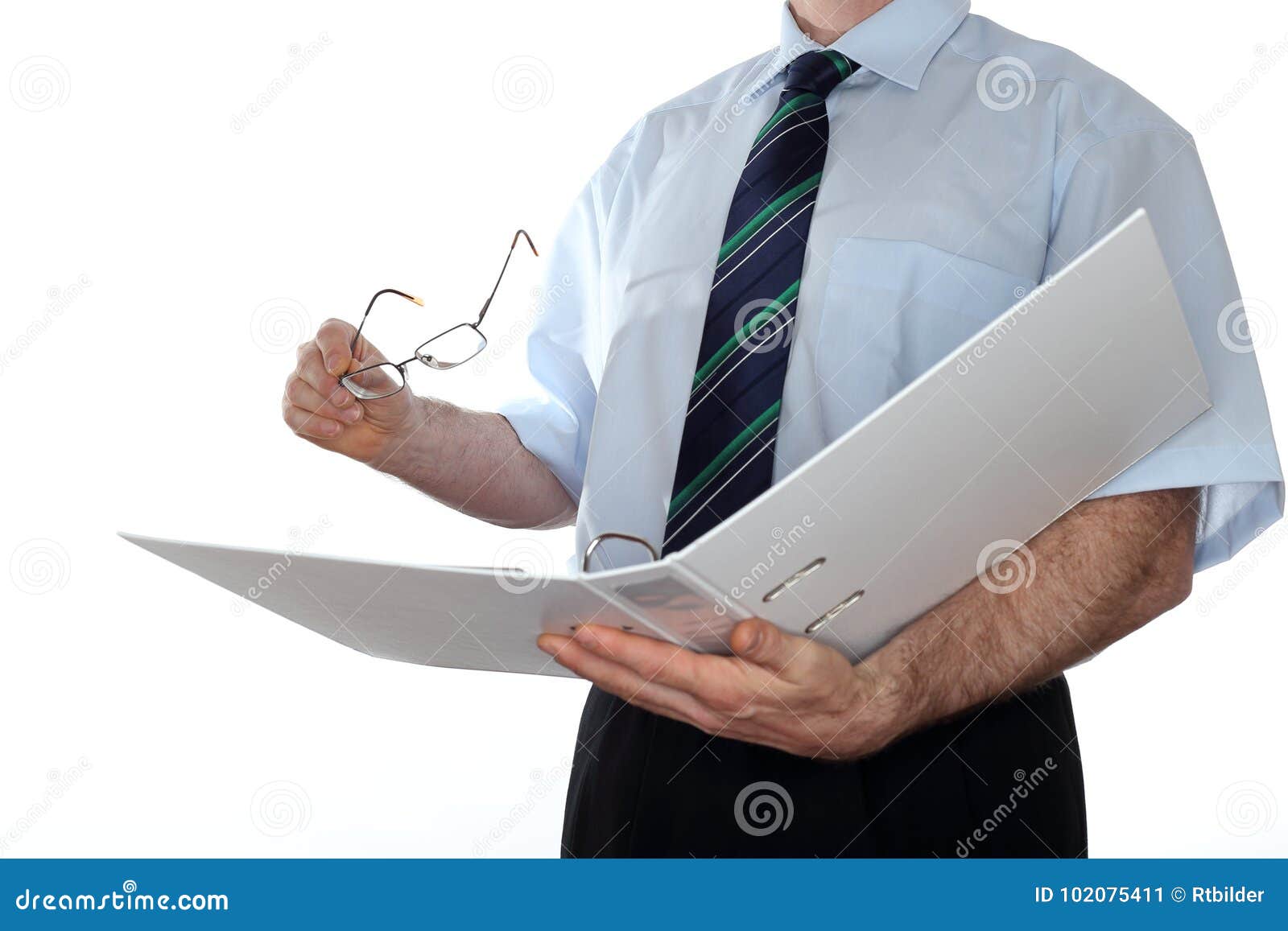 Working Businessman with File Folder Stock Image - Image of management ...