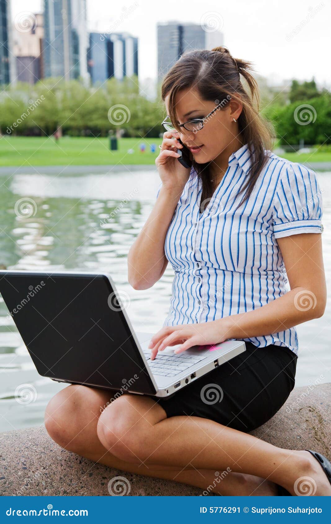 Working Businesswoman Outdoor Stock Image - Image of technology, laptop ...