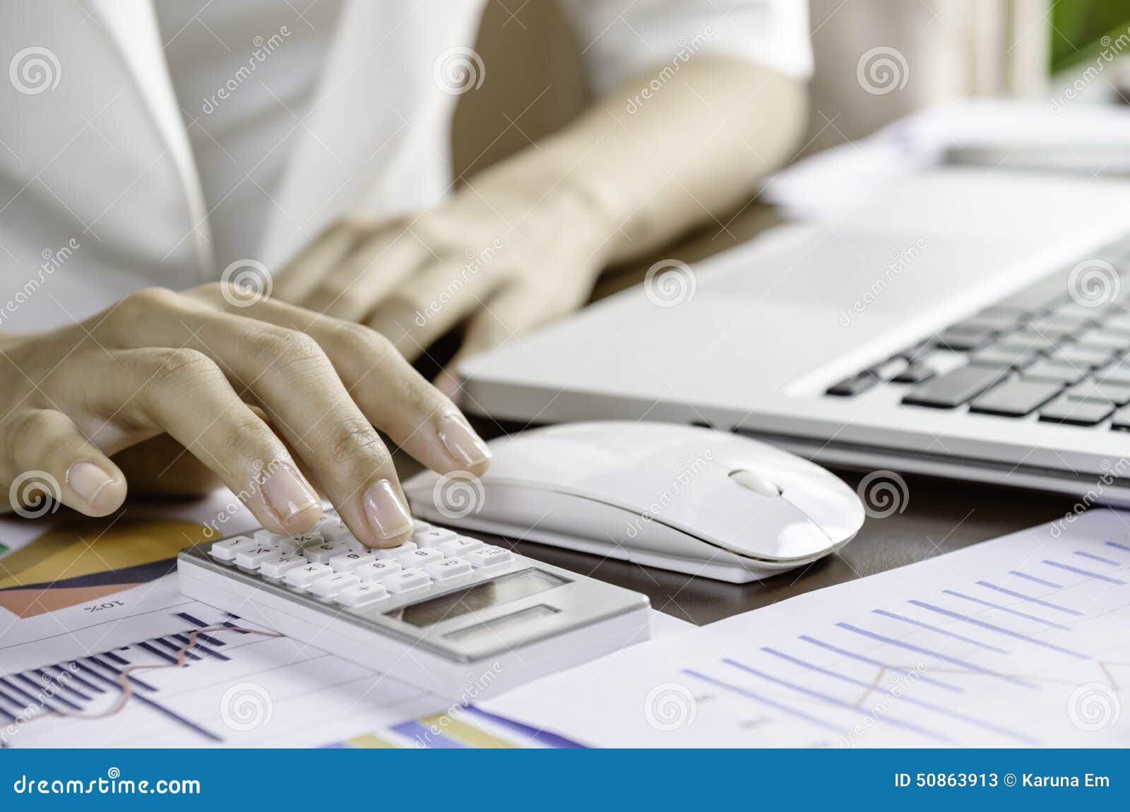 Working with calculator stock image. Image of hand, communication ...