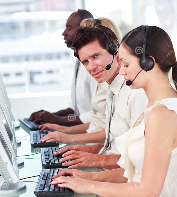 Working in a call centre stock photo. Image of employment - 9373706