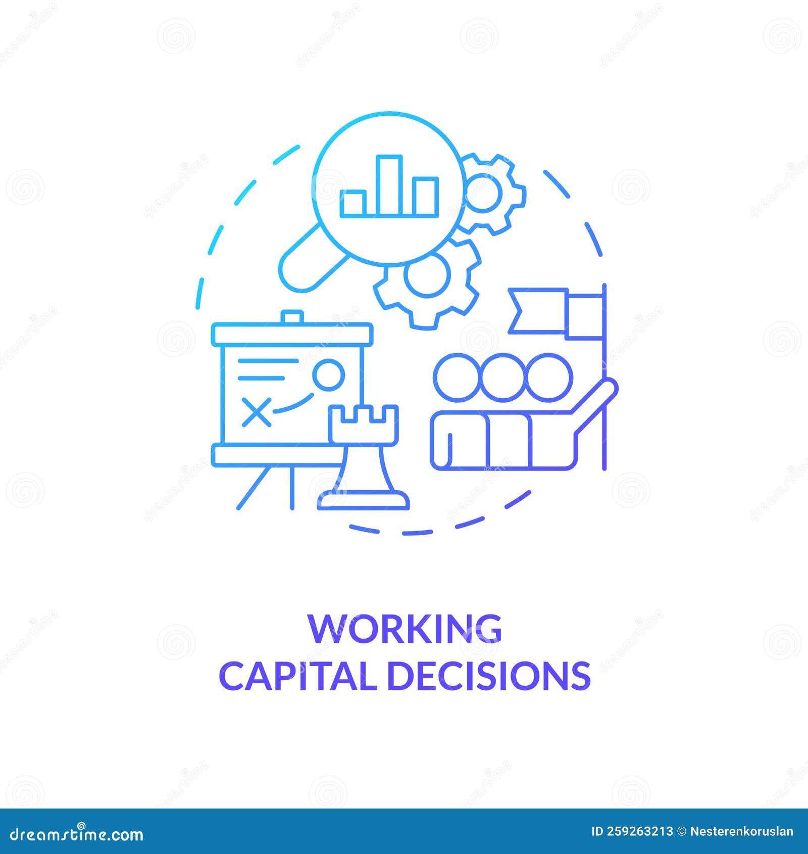 Working Capital Decision Blue Gradient Concept Icon Stock Vector ...