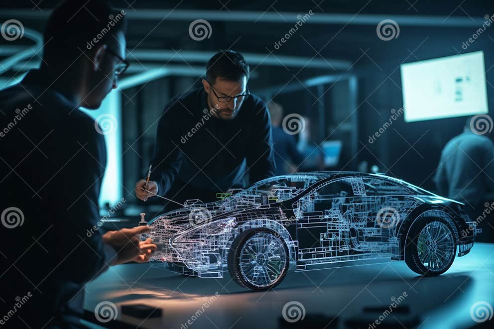 Working Car Internal Combustion Engine Scheme with Chassis and Wheels ...