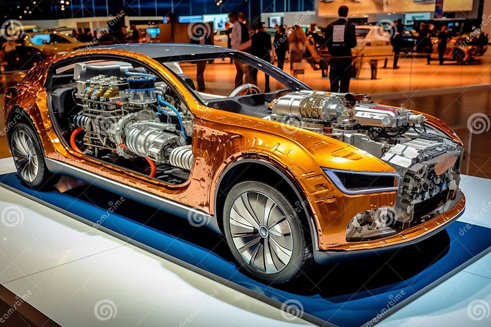 Working Car Internal Combustion Engine Scheme with Chassis and Wheels ...