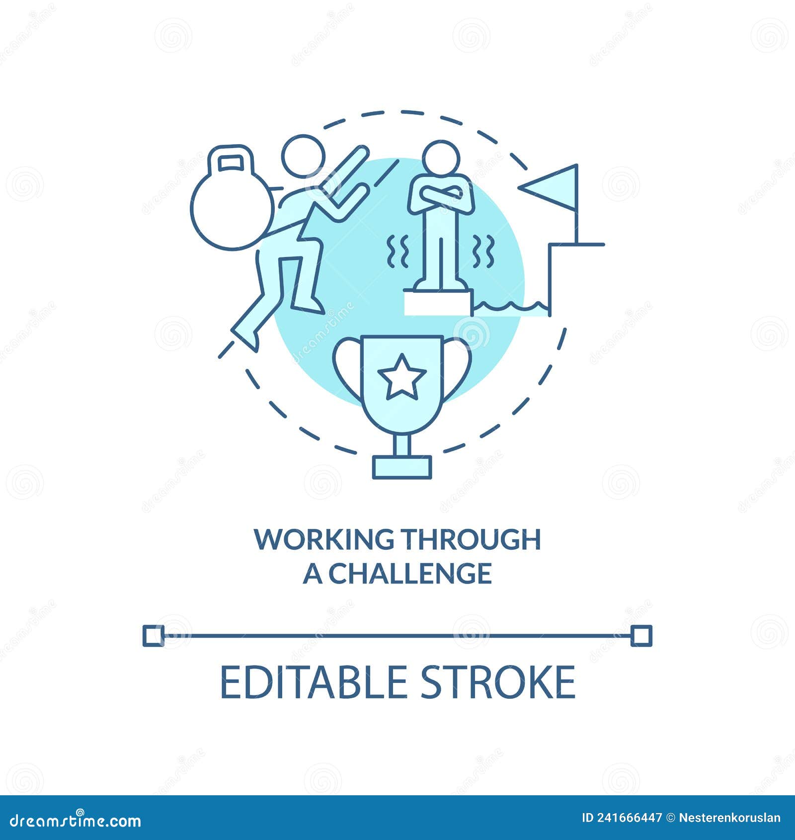 Working through Challenge Turquoise Concept Icon Stock Vector ...
