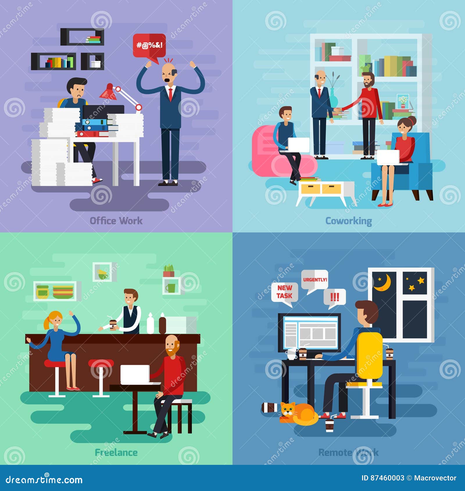 Working Character Composition Set Stock Vector - Illustration of ...