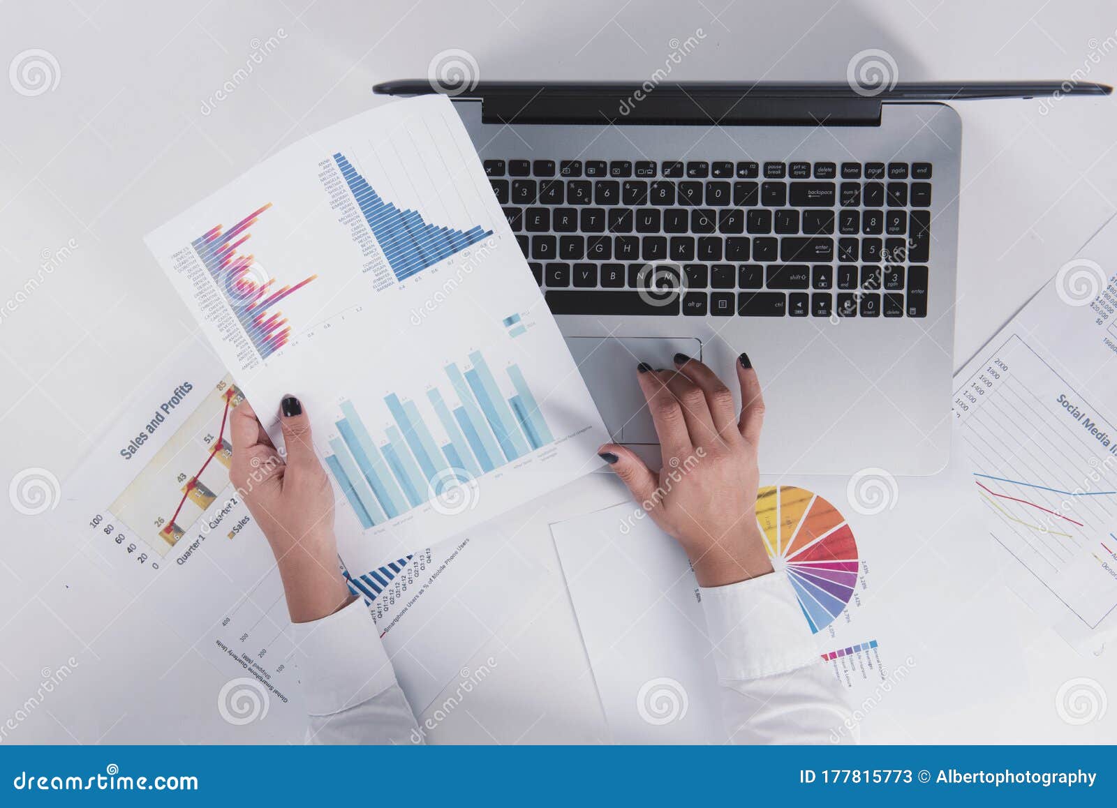 Working with Charts and Graphs Stock Image - Image of female, charts ...