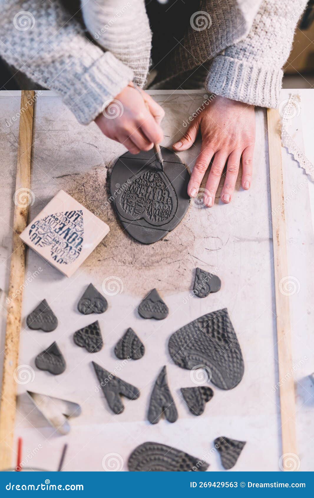 Working with Clay in Pottery Ceramics Workshop Stock Image - Image of ...