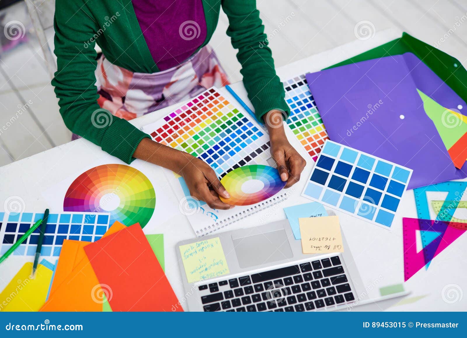 Working with color diagram stock image. Image of woman - 89453015