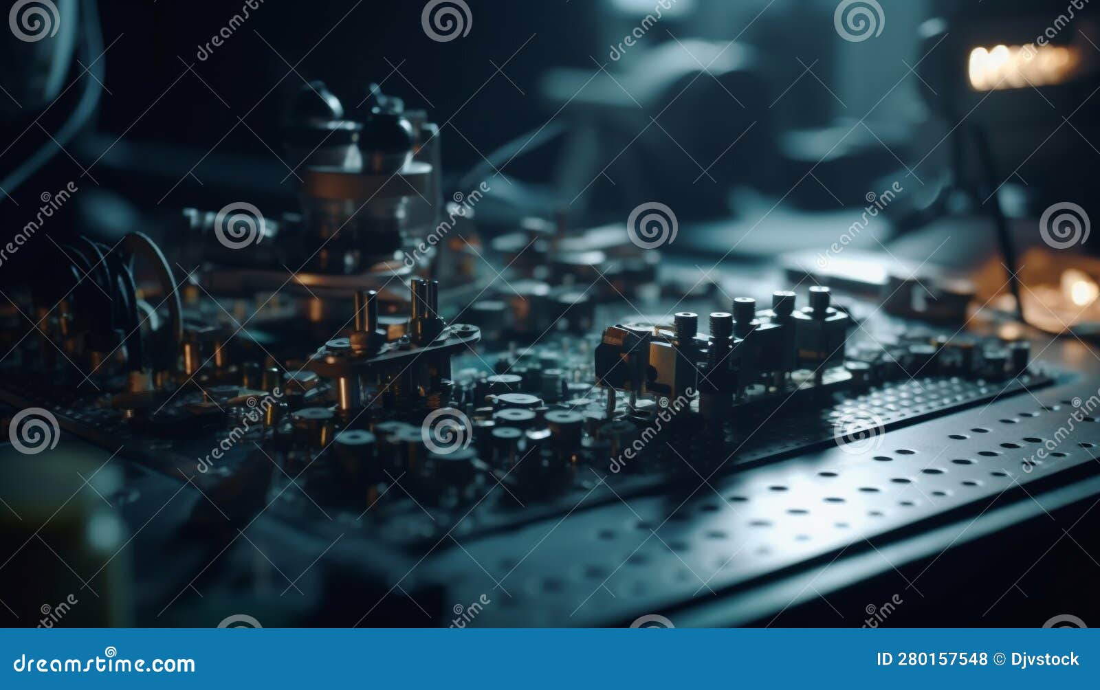 Working on Complex Computer Equipment in Electronics Industry at Night ...