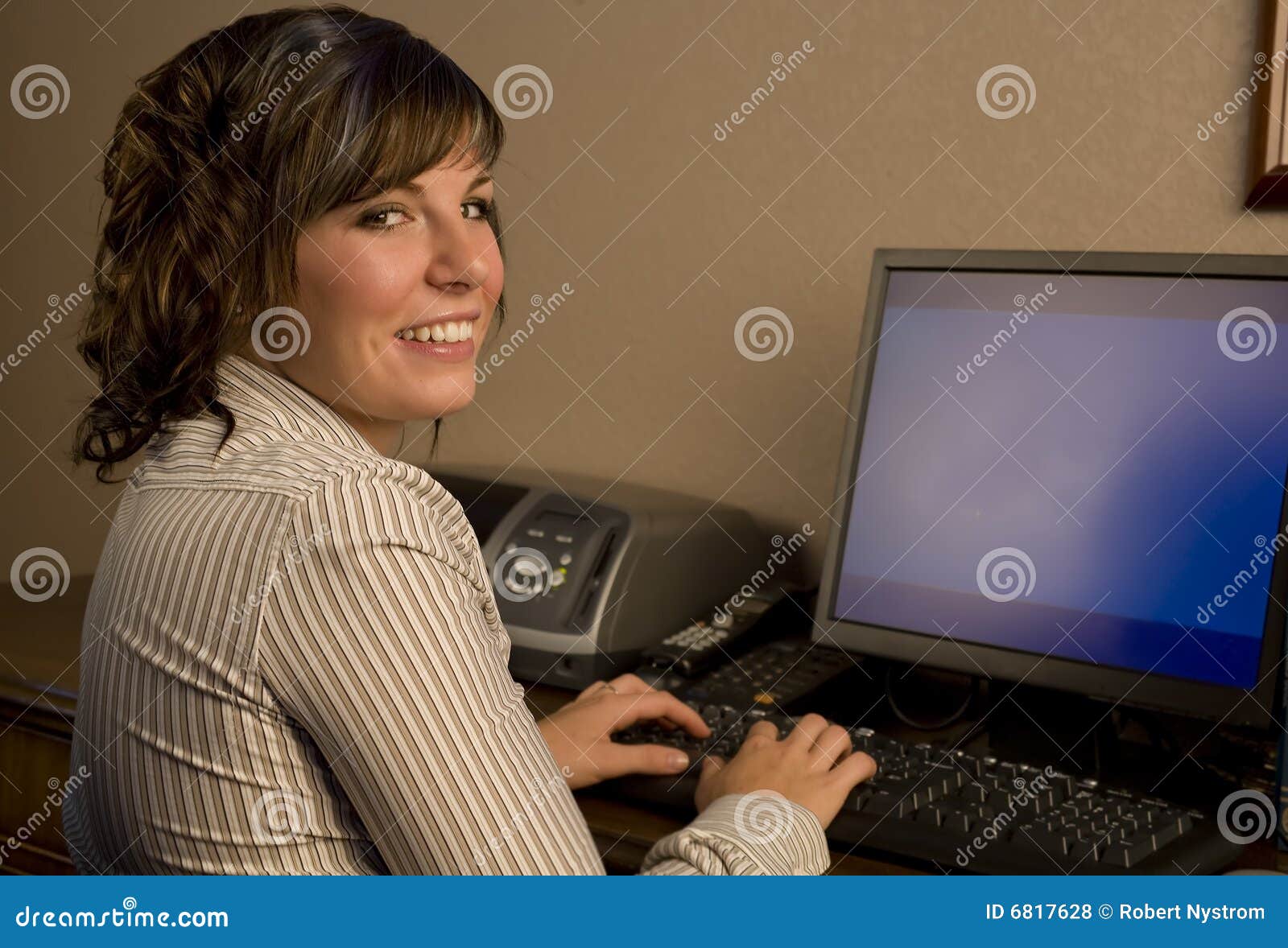 Working on computer stock photo. Image of monitor, technology - 6817628