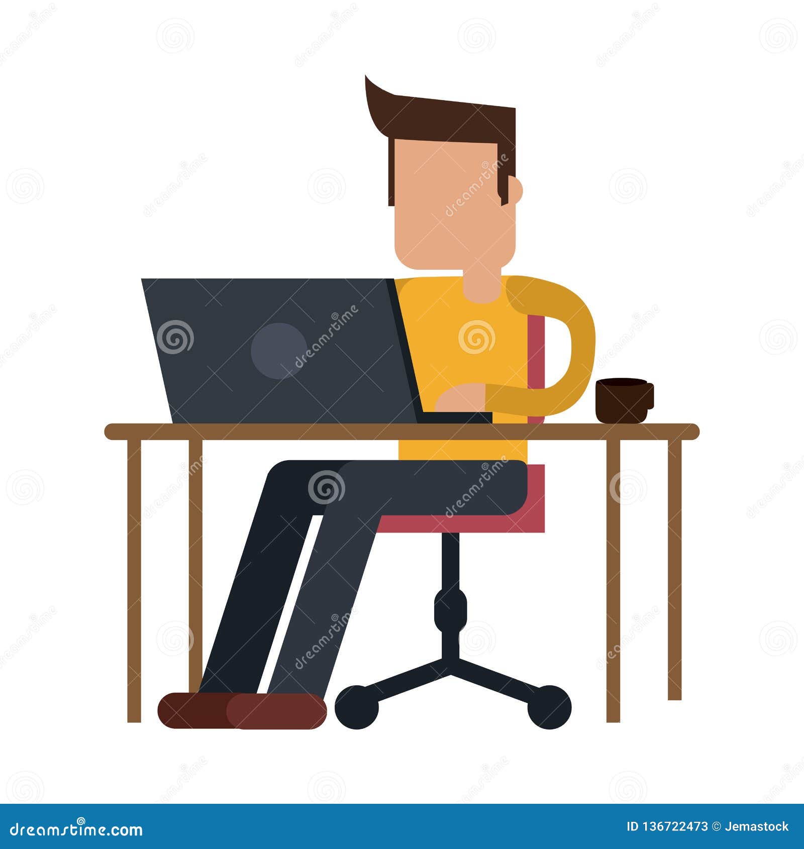 Working with Computer Avatar Stock Vector - Illustration of workers ...