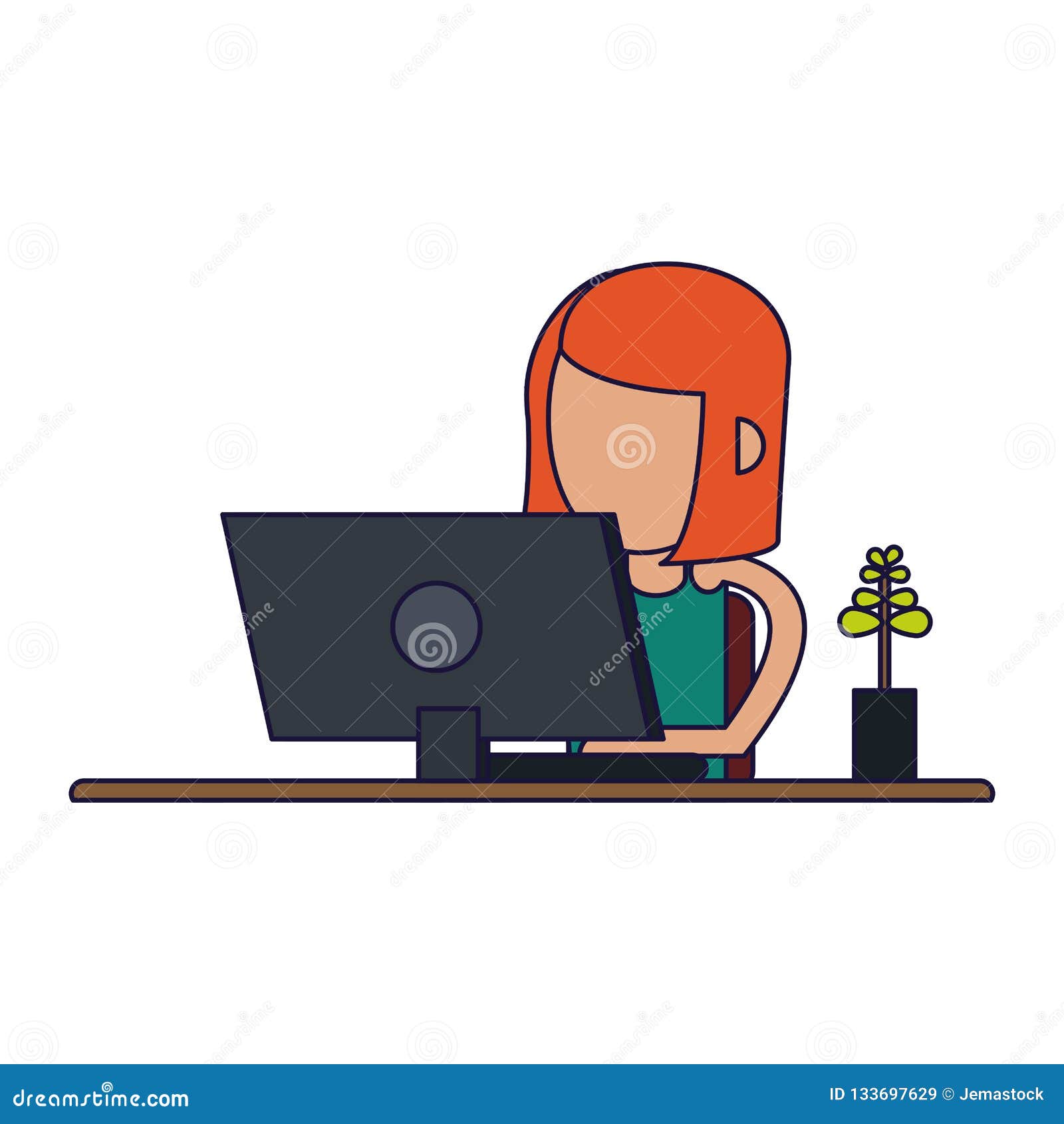 Working with Computer Avatar Stock Vector - Illustration of community ...