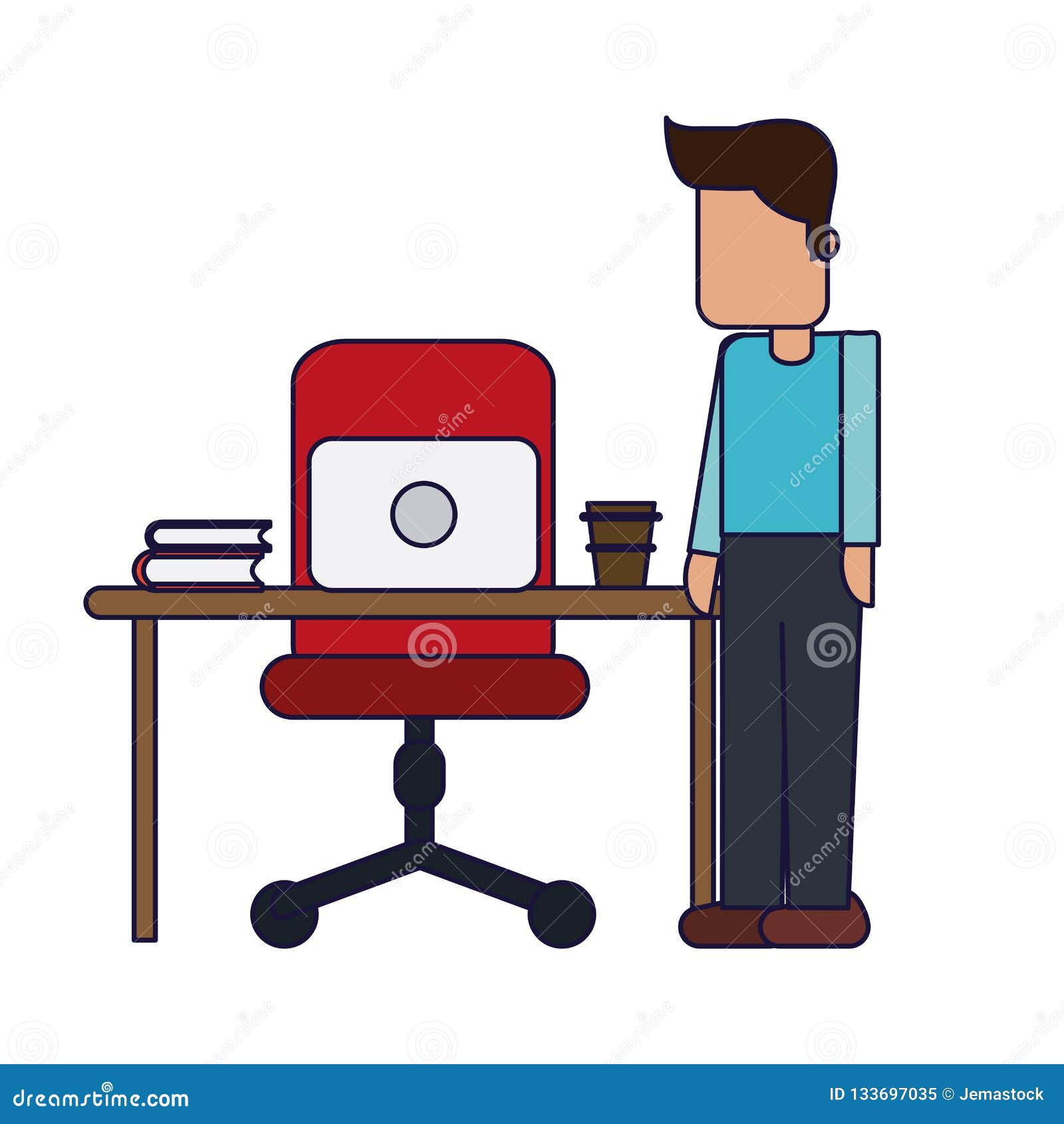 Working with Computer Avatar Stock Vector - Illustration of internet ...